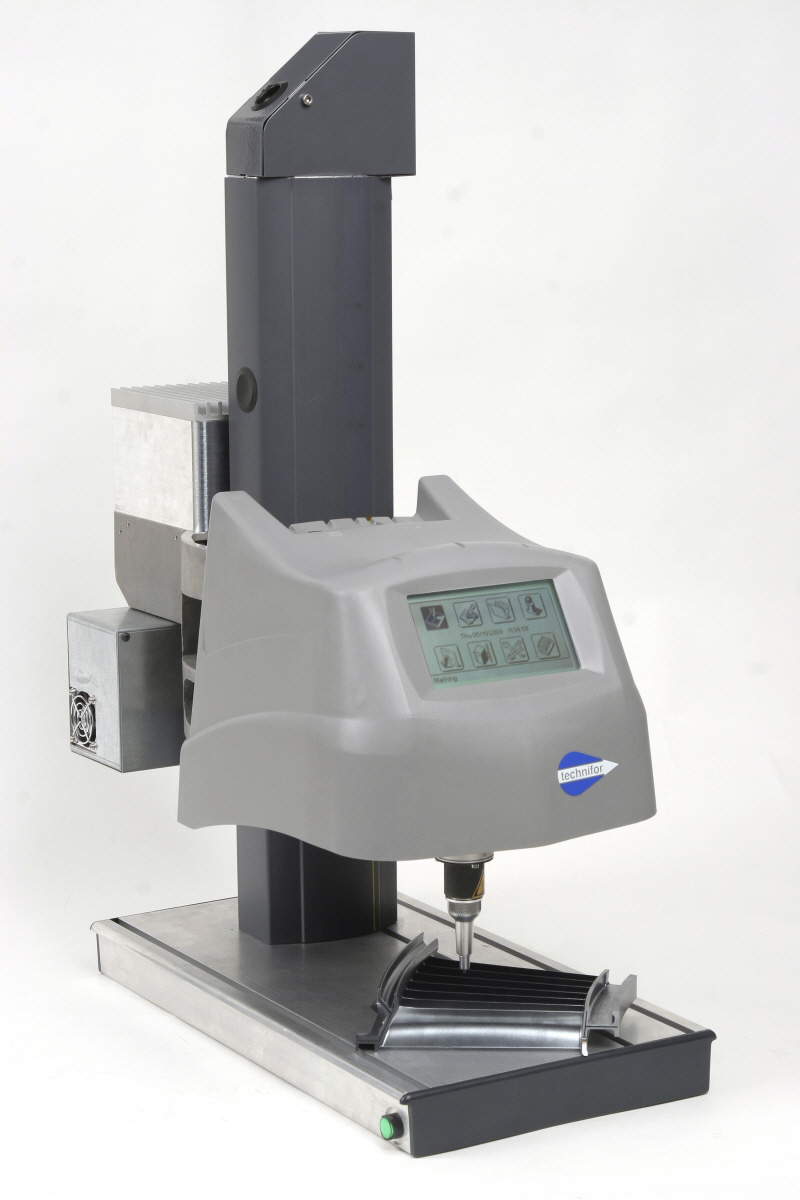 Component marking using laser and indentation